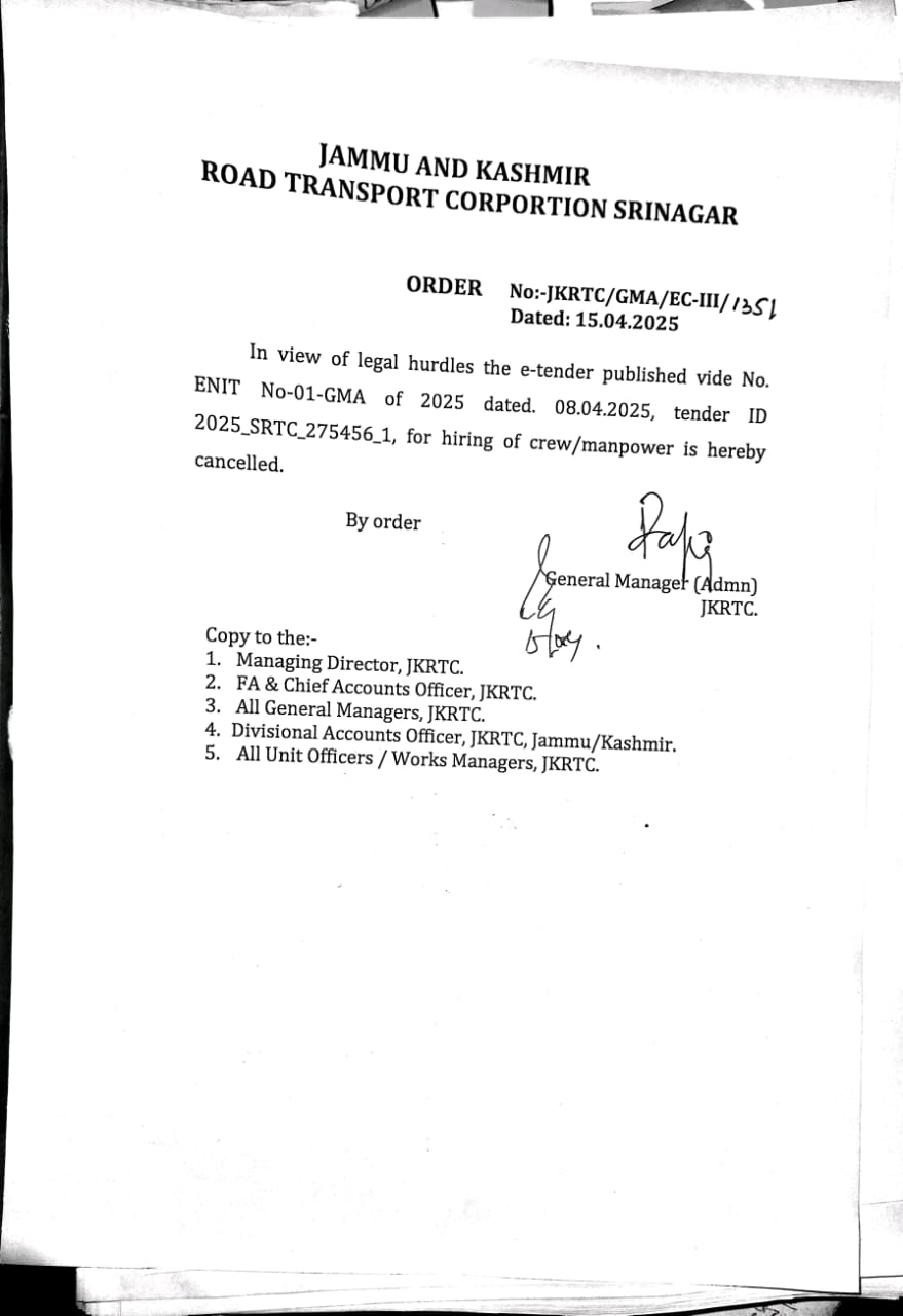 Welcome to JKRTC: Jammu & Kashmir Road Transport Corporation